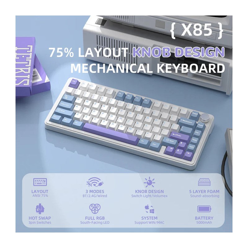 اشتري ATTACK SHARK X85 Tri-Mode (USB-C/2.4G /Bluetooth) 75% Wireless ...