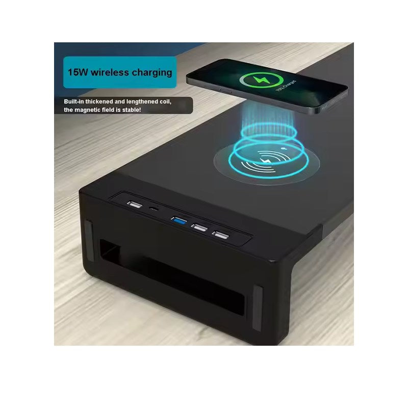 Multifunctional Monitor Stand With 15 W Wireless Charging, USB-C & USB