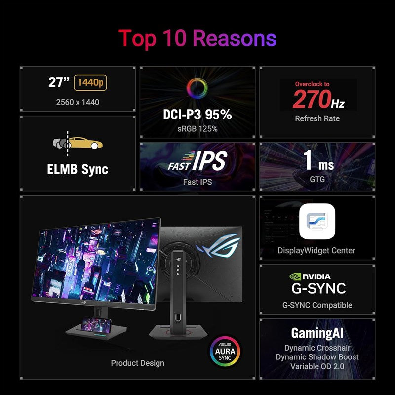 Buy Asus ROG STRIX XG27ACMG 27" WQHD Fast IPS, 270Hz, 1ms, HDMI 2.1 ...