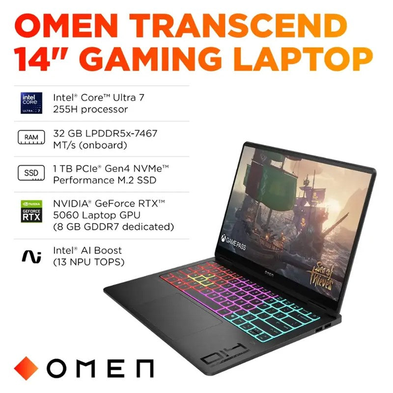 Buy HP OMEN Transcend 14" 120Hz 3K OLED, Intel Core Ultra 7-255H, RAM ...