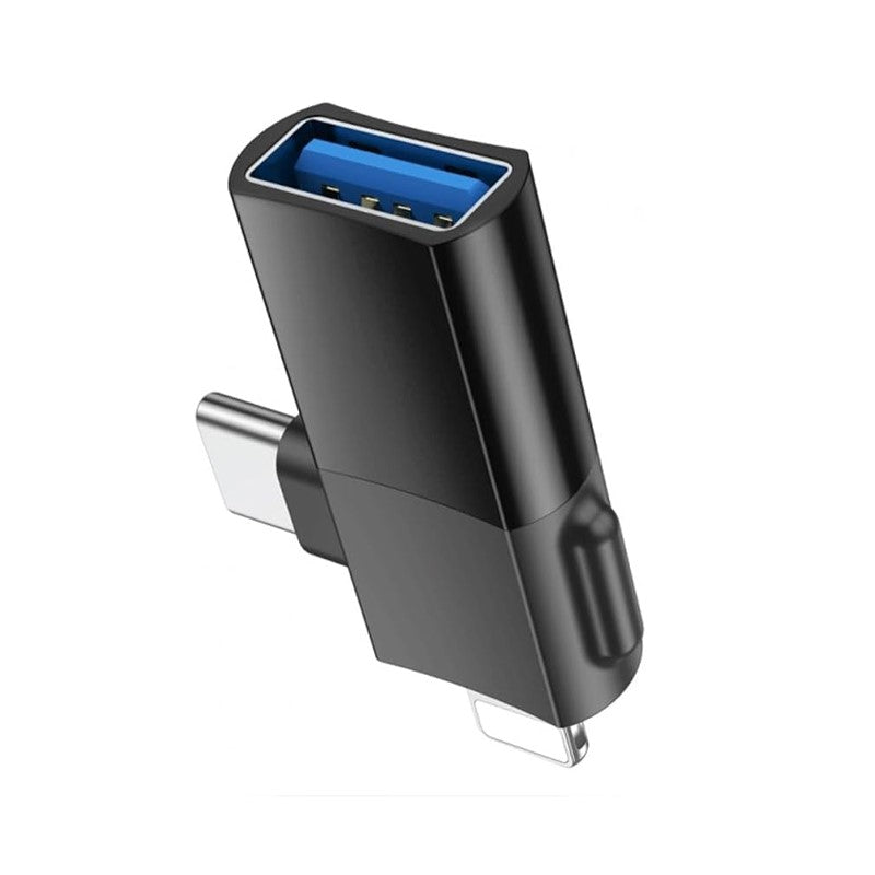 Hoco 2 in 1 Lightning Male/Type-C Male To USB Female Two-In-One Adapte