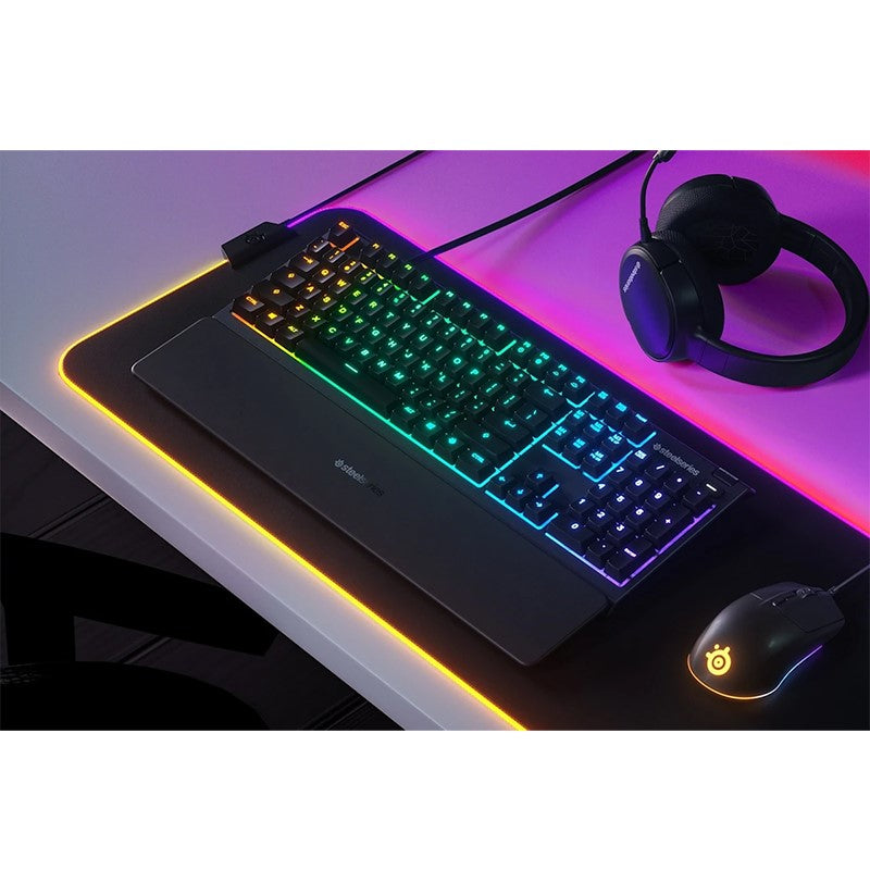 SteelSeries Apex 3 Water Resistant Whisper Quiet Keyboard with RGB Lig