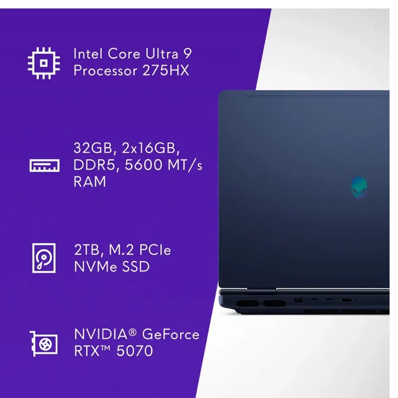 Alienware 16X Aurora 16" 240Hz WQXGA, Intel Core Ultra 9 275HX, RAM 32