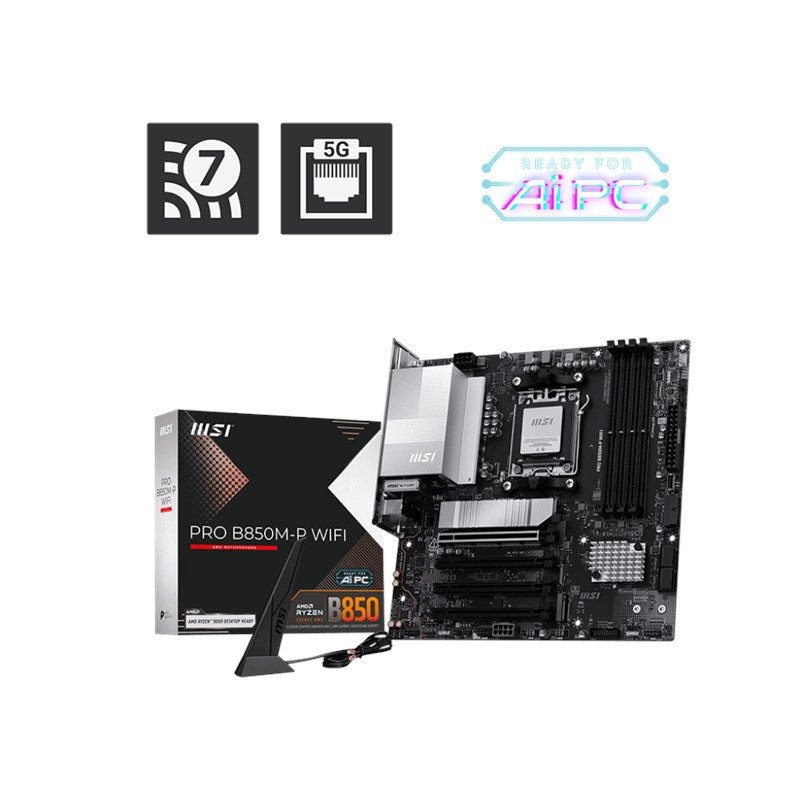 اشتري MSI PRO B850M-P WIFI DDR5 Micro ATX Gaming Motherboard - Black ...