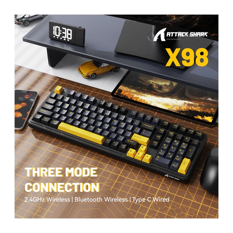 اشتري ATTACK SHARK X98 Full-size Tri-Mode (Bluetooth & 2.4 G Wireless ...