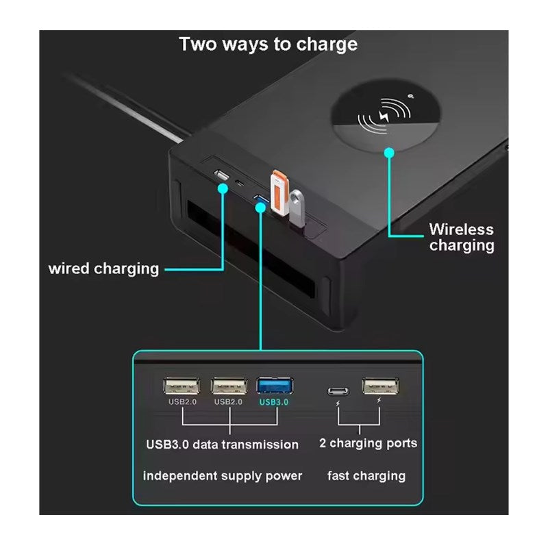 Multifunctional Monitor Stand With 15 W Wireless Charging, USB-C & USB