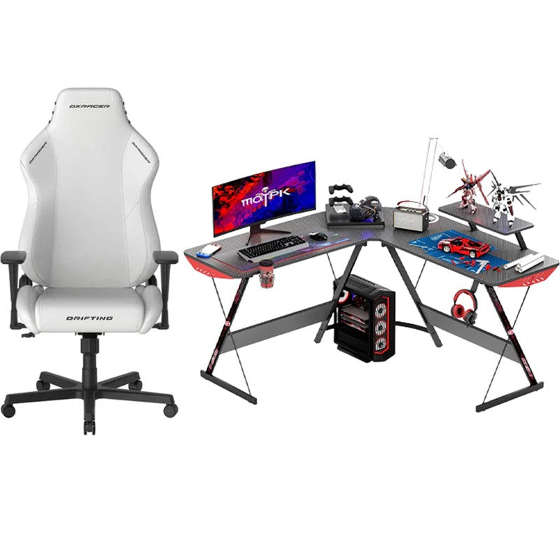 DXRacer Drifting Series XL Gaming Chair - White With Free GAMEON L-Sha